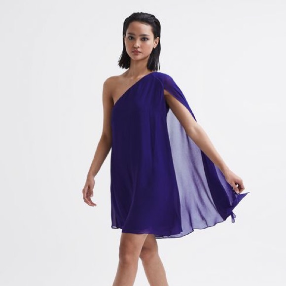 Reiss | Dresses | Reiss Fleur Sheer Cape Sleeve Mini Dress In Purple ...